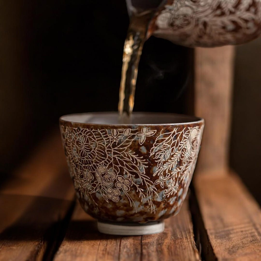 Old Rock Mud Agarwood Tea Cup | Retro Coarse Pottery Big Belly Teacup ...
