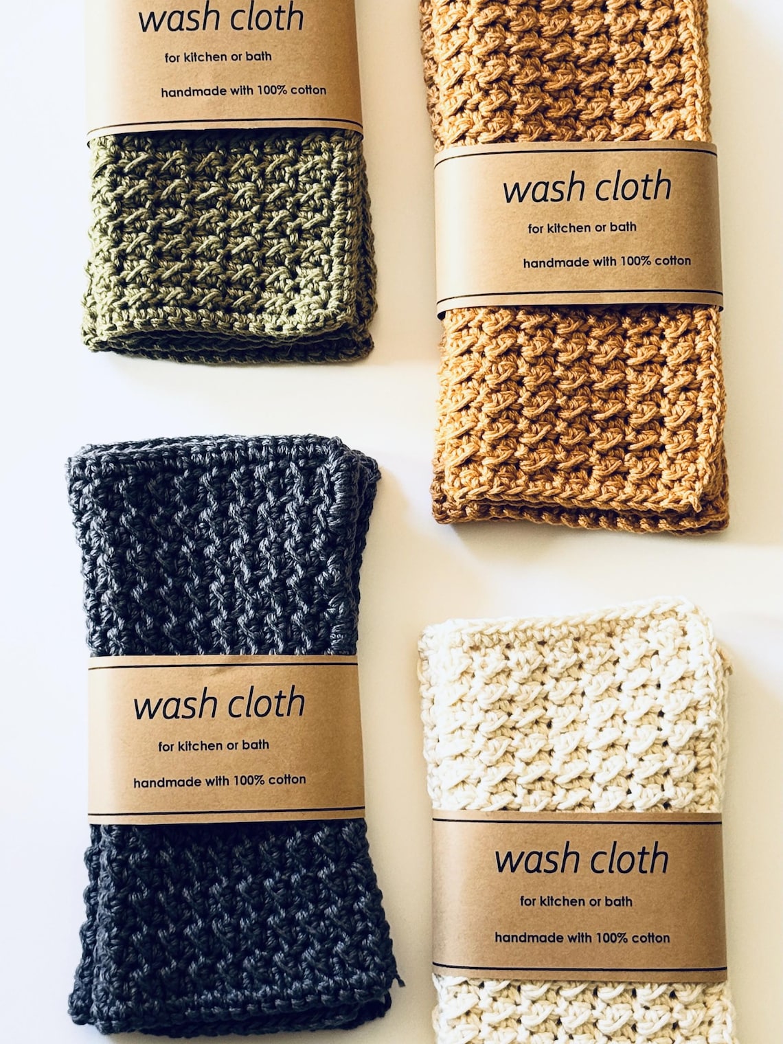 Handmade Cotton Wash Cloths: Crocheted Dishcloth & Face Cloth (package ...