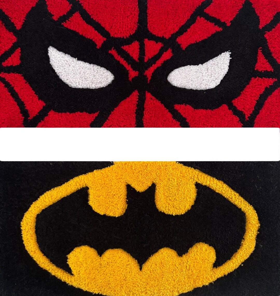 Hand-tufted Superhero Rug – Spider-man and Batman Design – Geeky Home ...