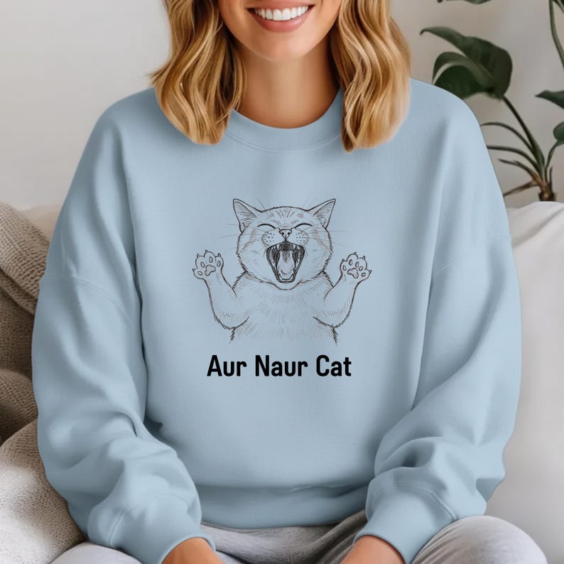 Aur Naur Cat Sweatshirt, Funny Oh No Meme Crewneck, Screaming Cat ...