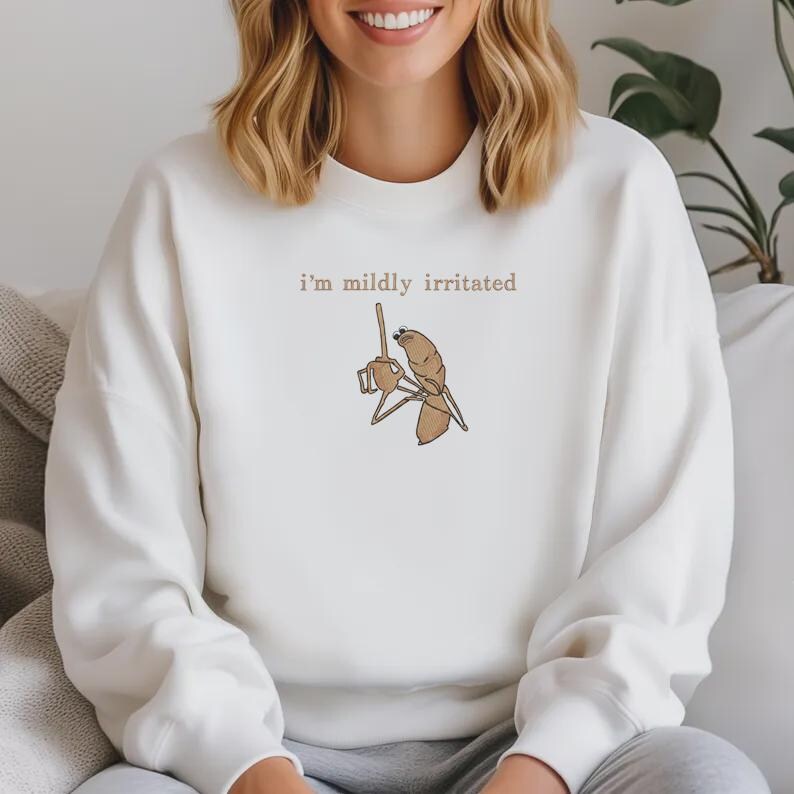 Marcus the Worm Embroidered Crewneck, Unhinged Meme Sweatshirt, Brain ...