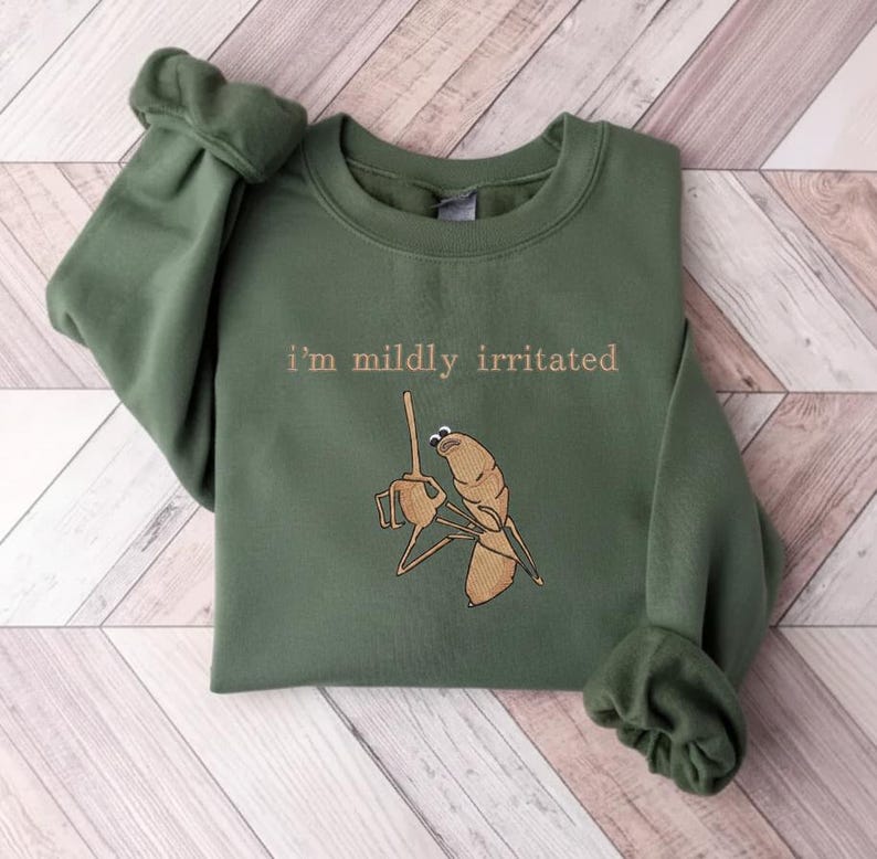 Marcus the Worm Embroidered Crewneck, Unhinged Meme Sweatshirt, Brain ...