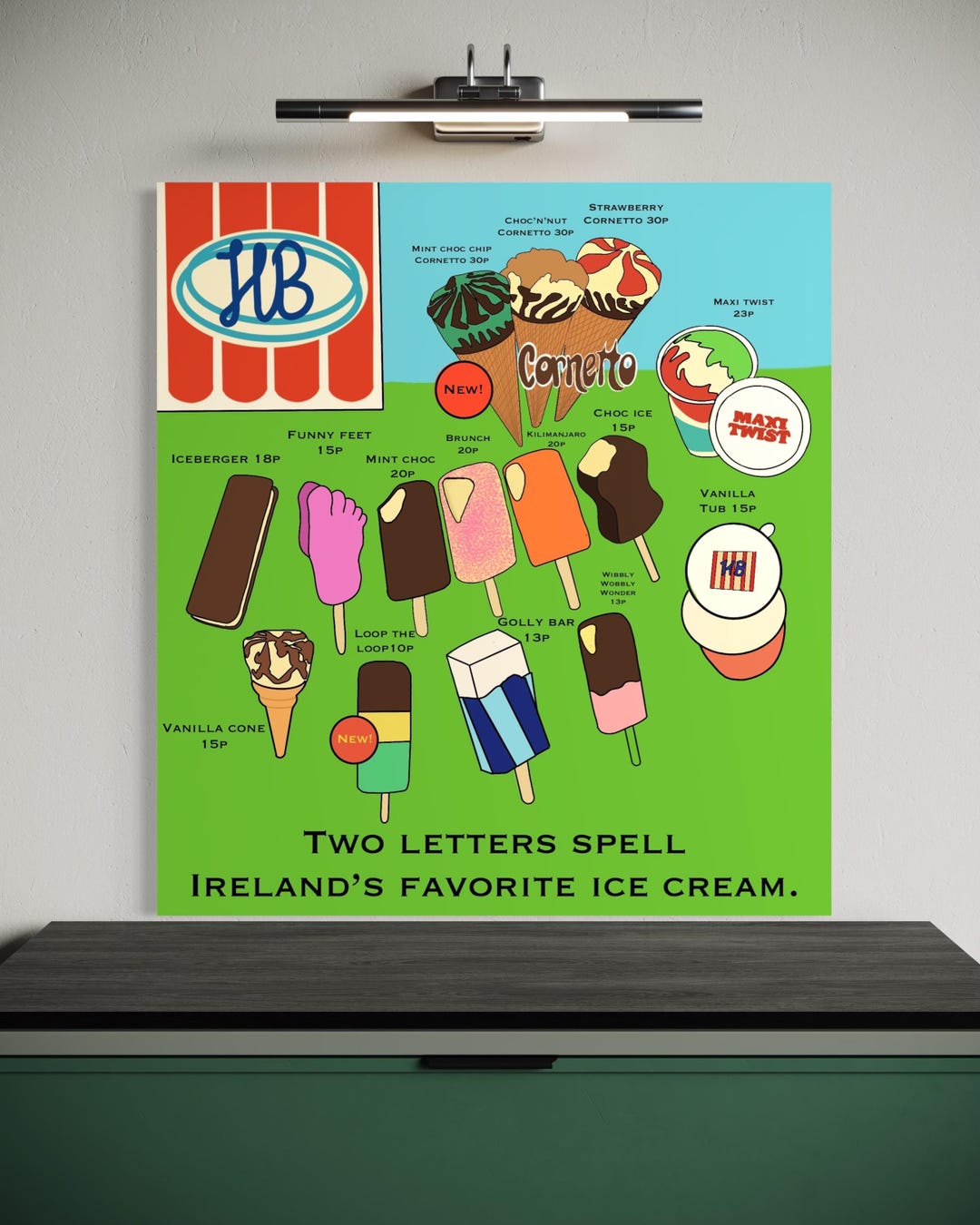 Retro Irish Ice Cream HB Sign (digitally Drawn) - Etsy