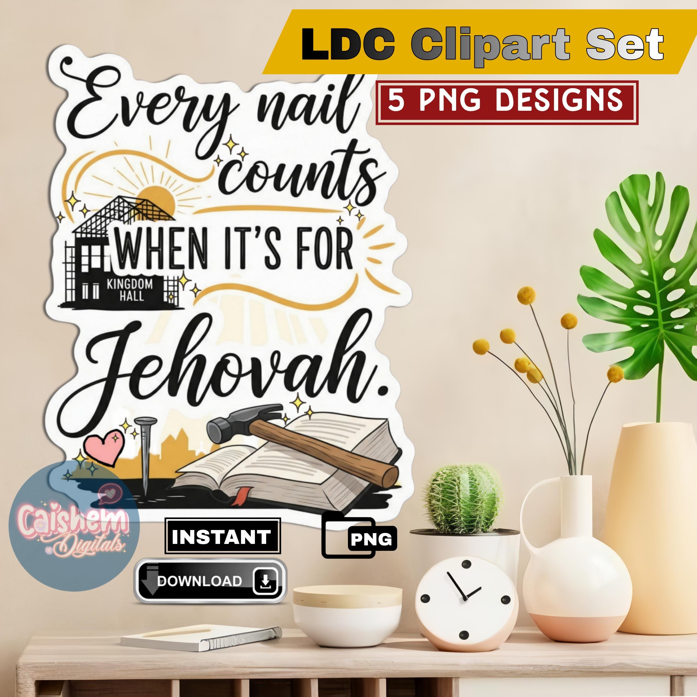 JW LDC Clipart Bundle – 5 Inspirational Png Designs, Local Design Construction, Jehovah's ...