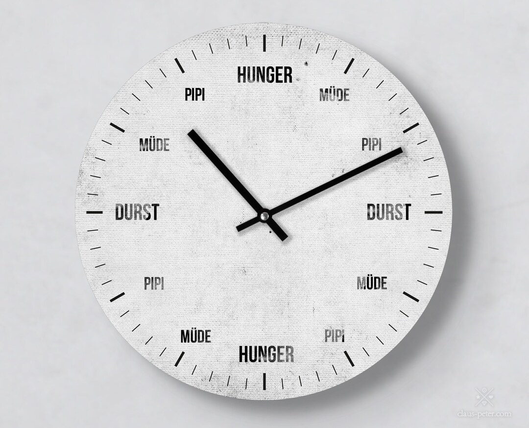 Modern Wall Clock Hunger Tired Pee Thirst 30cm Time Time My Biological ...