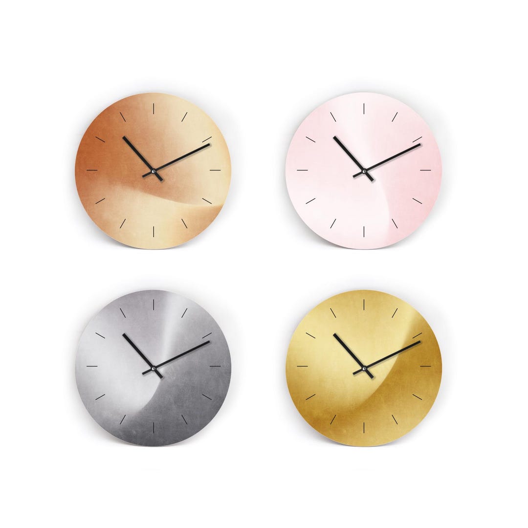 Wall Clocks in Metallic Colours - 3 Sizes - Gold - Silver - Bronze ...