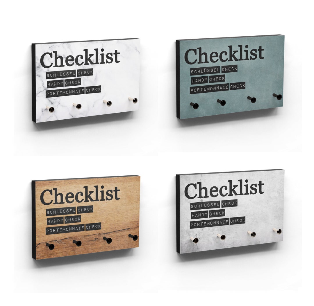 Key Rack With Checklist - Number of Hooks and Many Colors to Choose ...