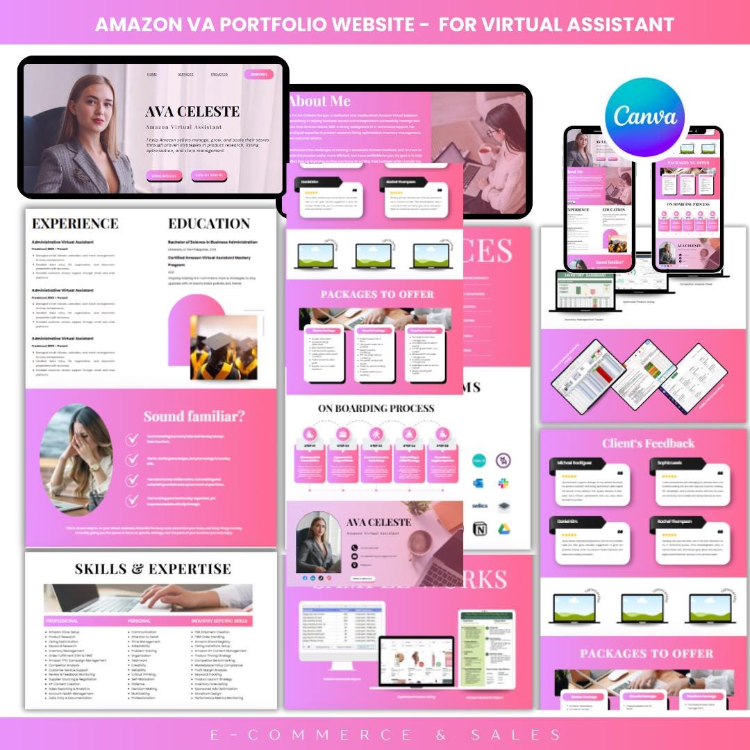 VA Portfolio Website Template: Editable Canva Design (digital Download ...