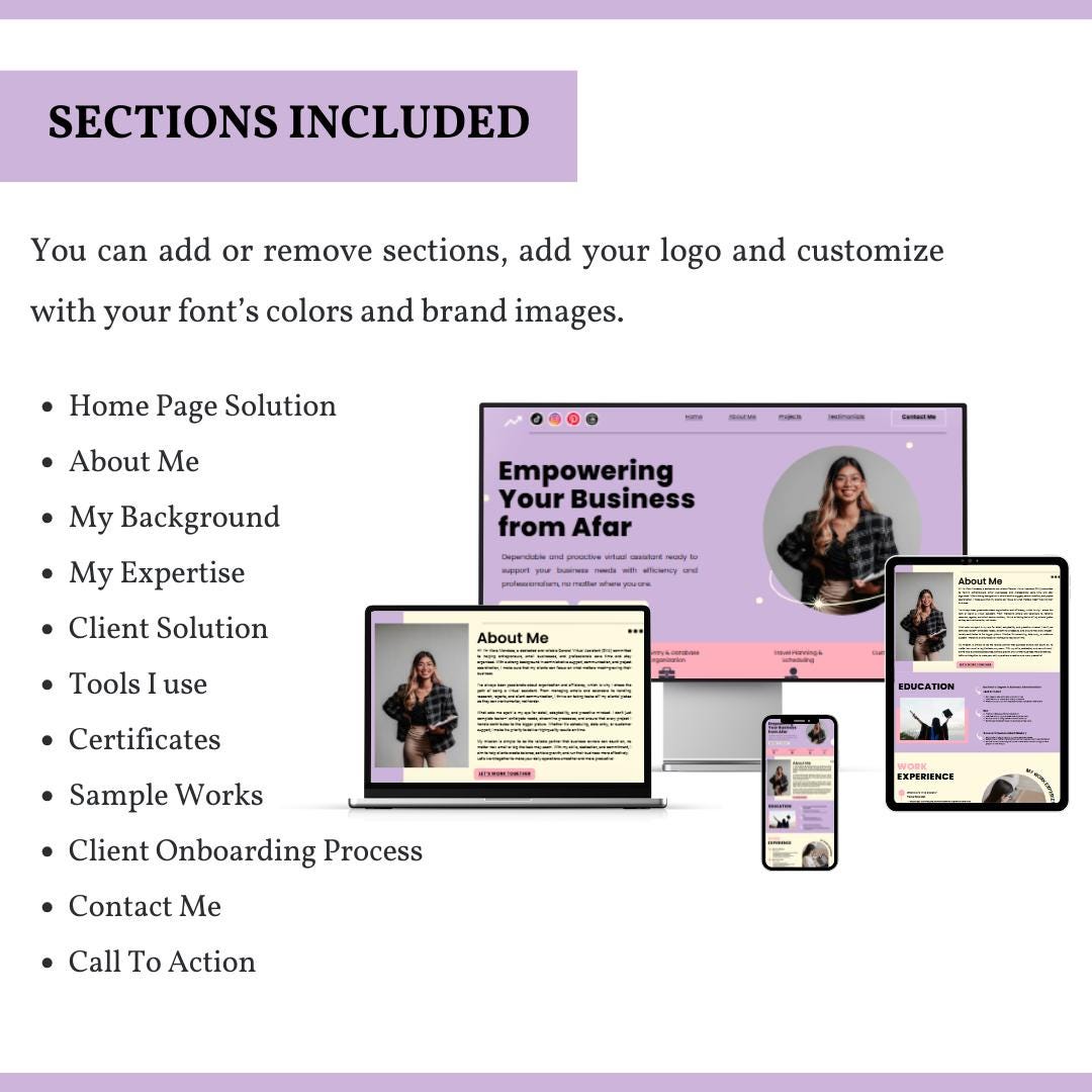 VA Portfolio Website Template: Editable Canva Resume (digital Download ...