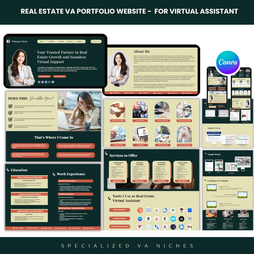 Real Estate VA Portfolio Website Template: Editable Canva Design ...
