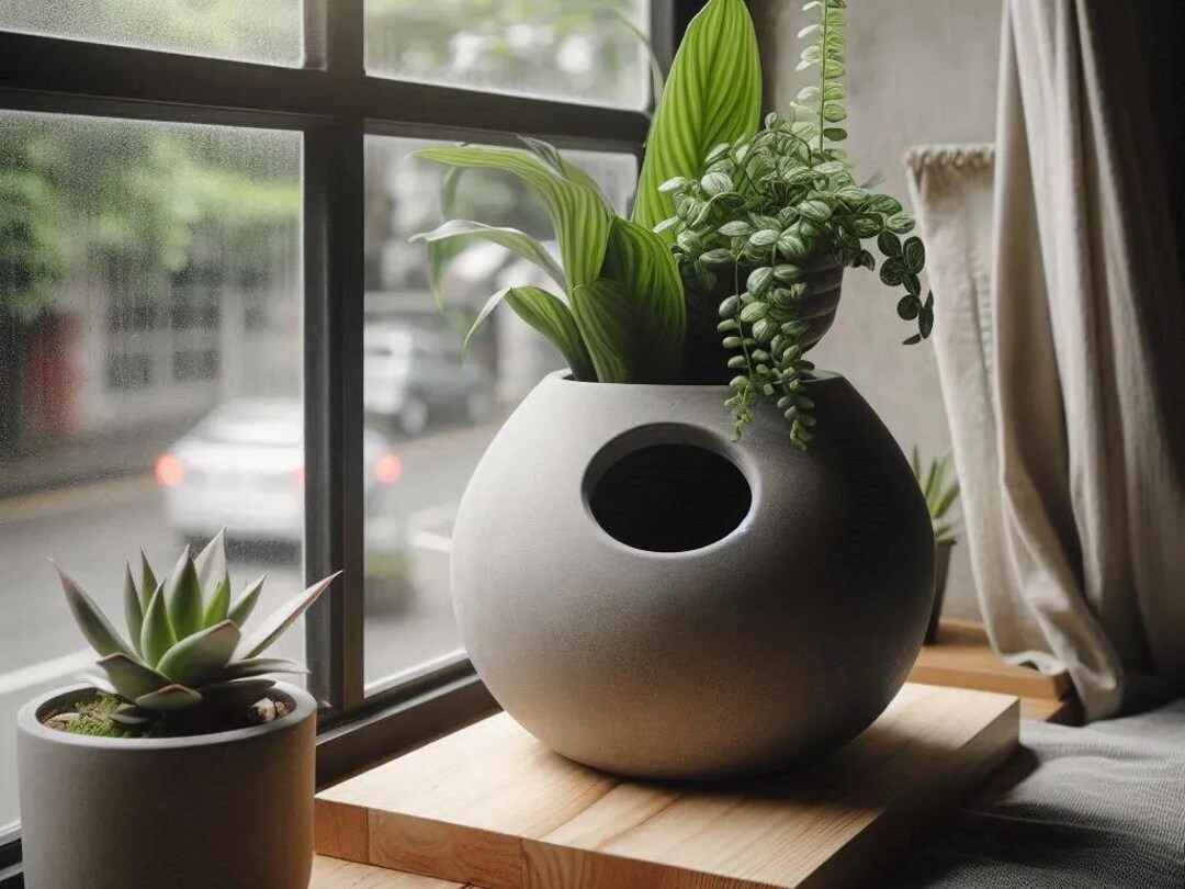 3D Printed Sphere Planter: Modern Self-watering Plant Pot - Etsy
