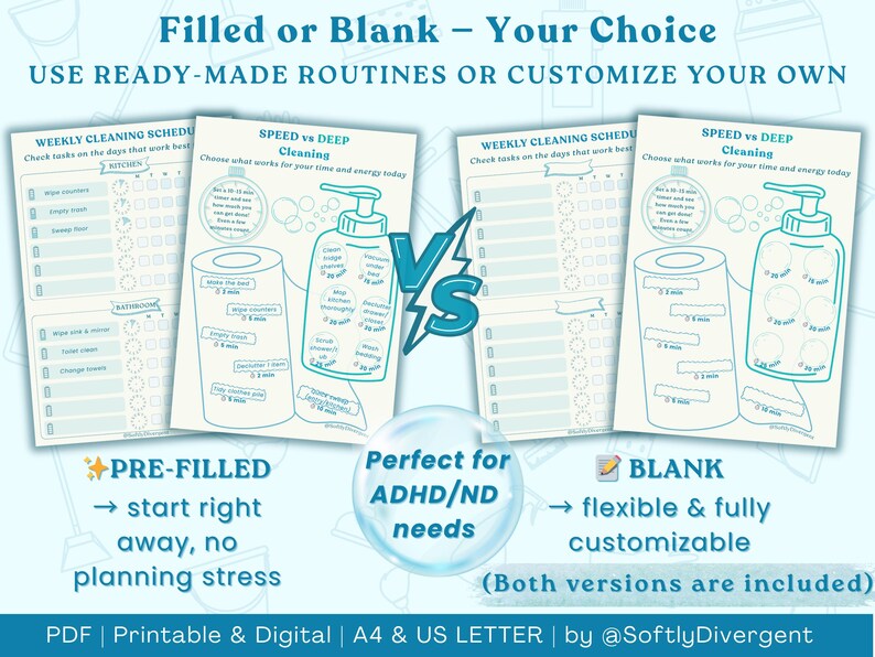 ADHD Cleaning Planner | Visual Checklists, Tracker, Bingo Game (digital ...