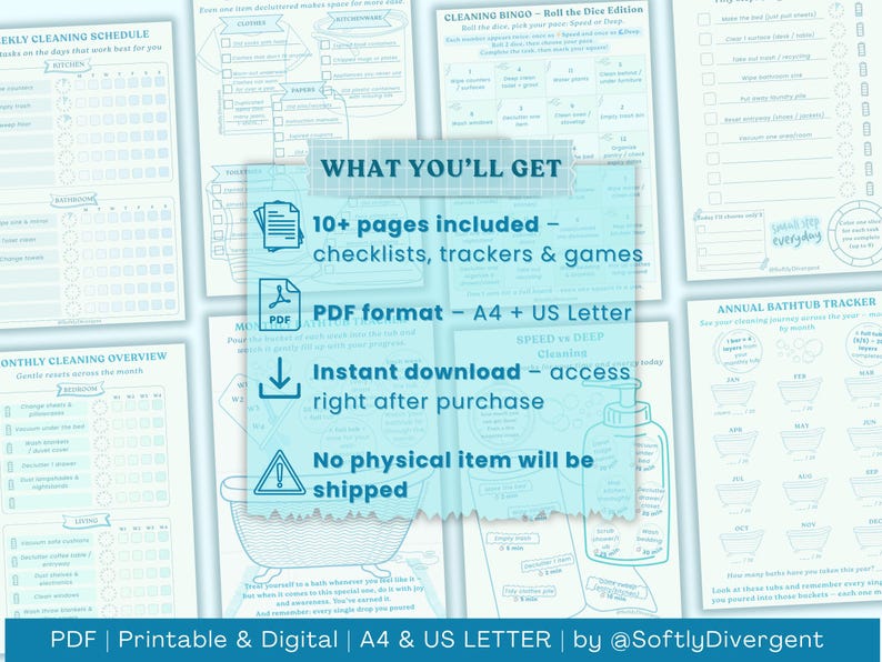 ADHD Cleaning Planner | Visual Checklists, Tracker, Bingo Game (digital ...