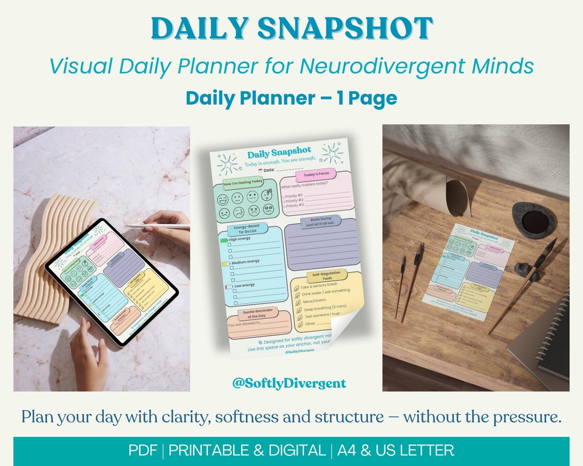 Daily Snapshot Planner – Neurodivergent Visual Daily Page | Printable ...
