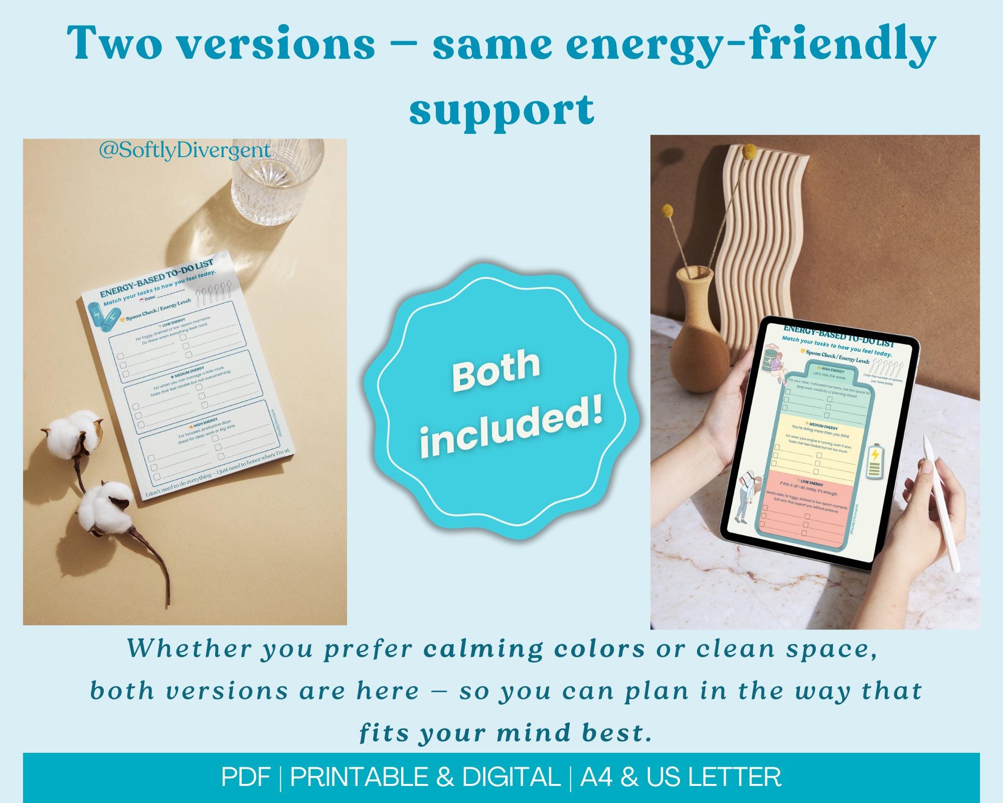 Energy-based To-do List | Spoon Theory Planner | Neurodivergent ...
