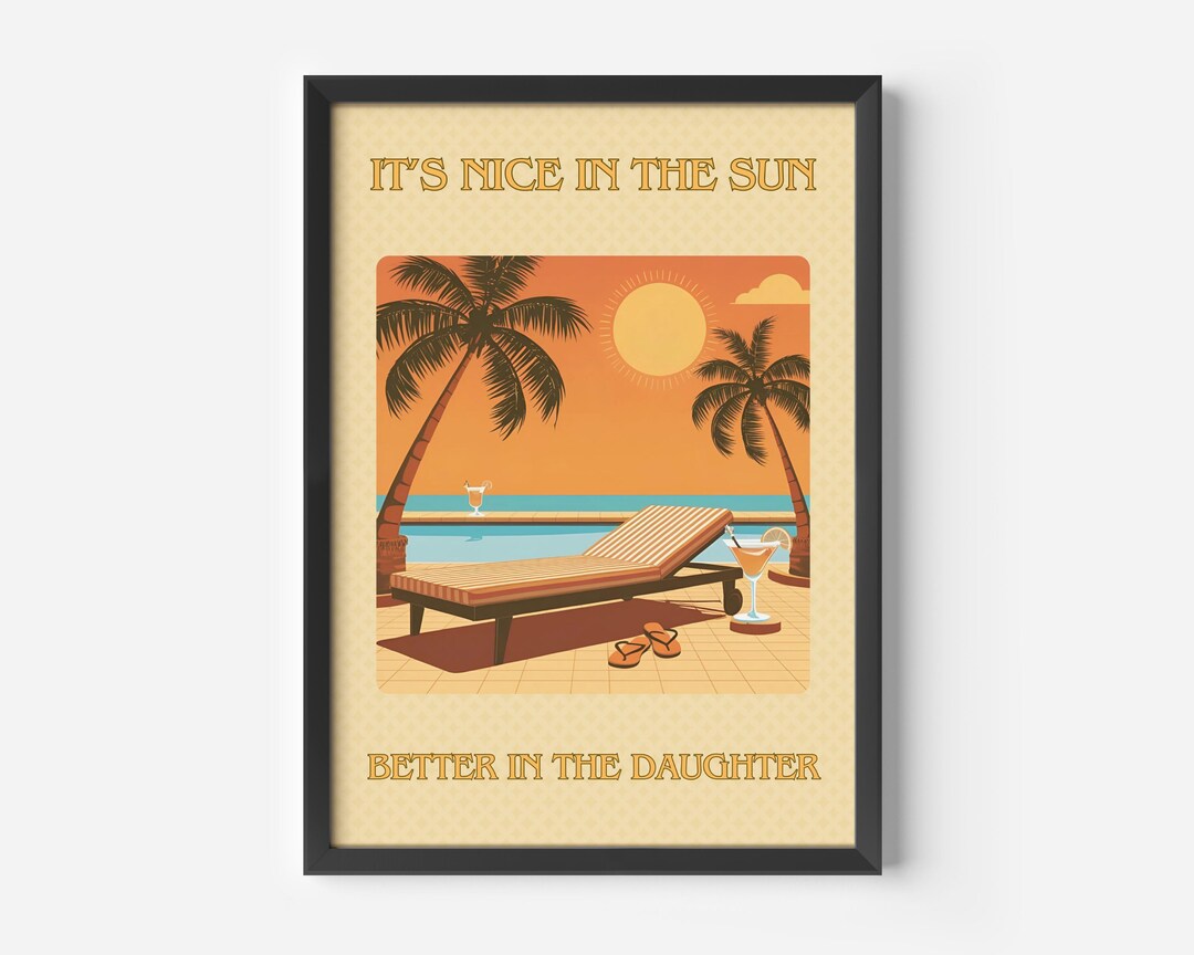 Cheeky Retro Poster – Mid-century Pool Art – Tropical Sun Quote Print ...