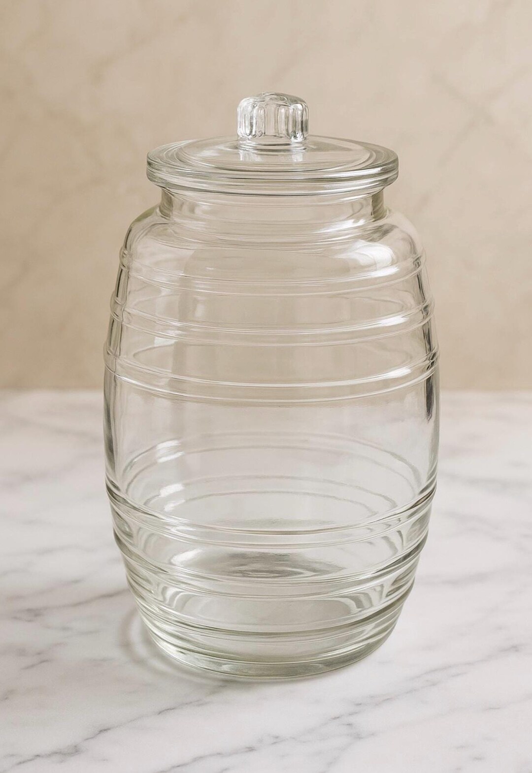 Vintage Libby Glass Beehive Canister Pickle Jar Barrel With Decorative ...