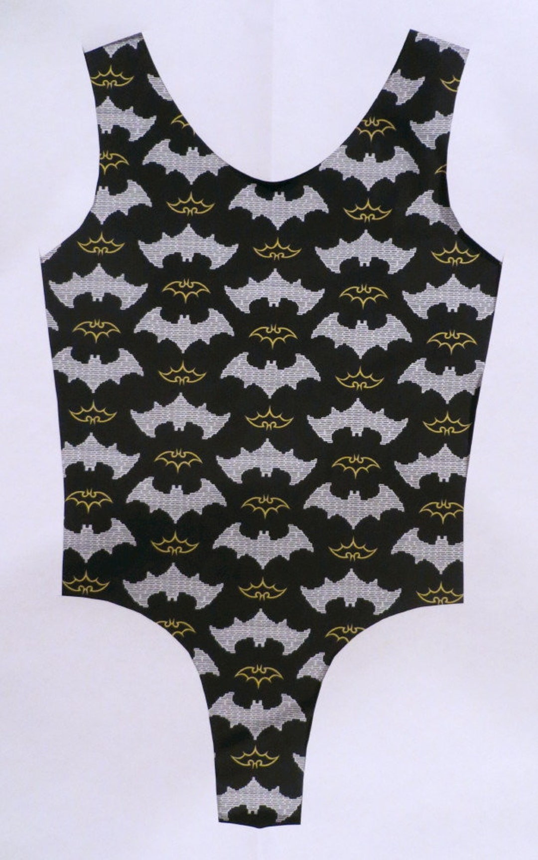 Leolines, LLC ™ Bat Print 1-piece Bathing Suit/yellow Trim Made for ...