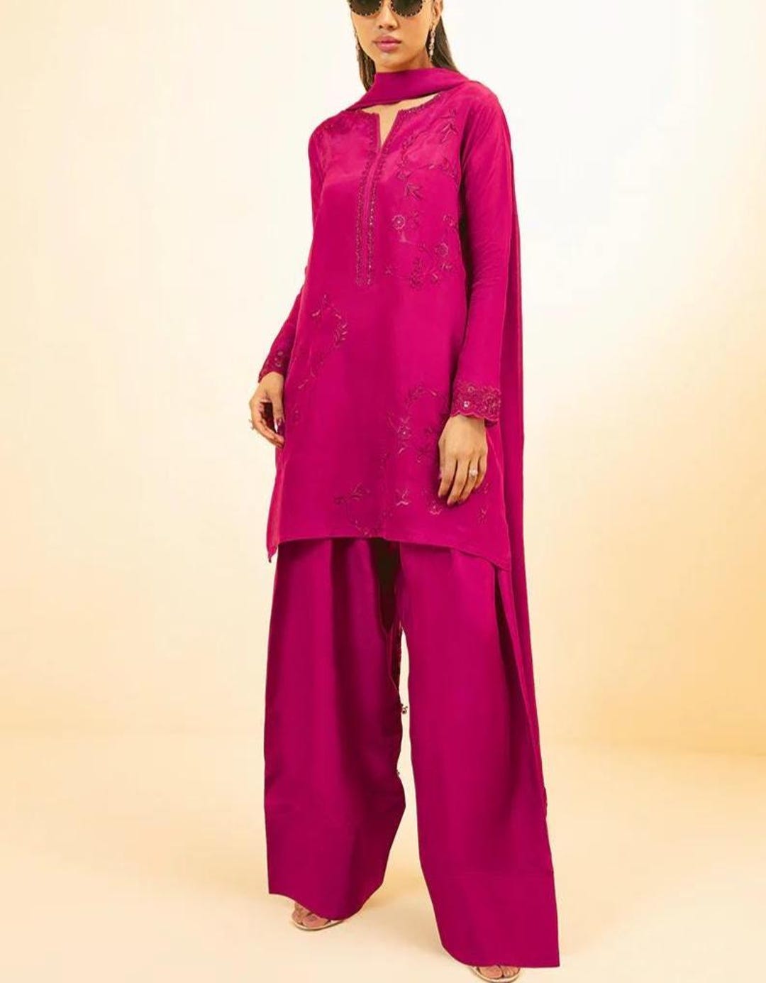 Pakistani Suit Three-piece Tassel Silk Pakistani Farshi Shalwar Outfit ...