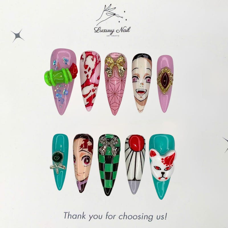 Demon Slayer Nails - Etsy