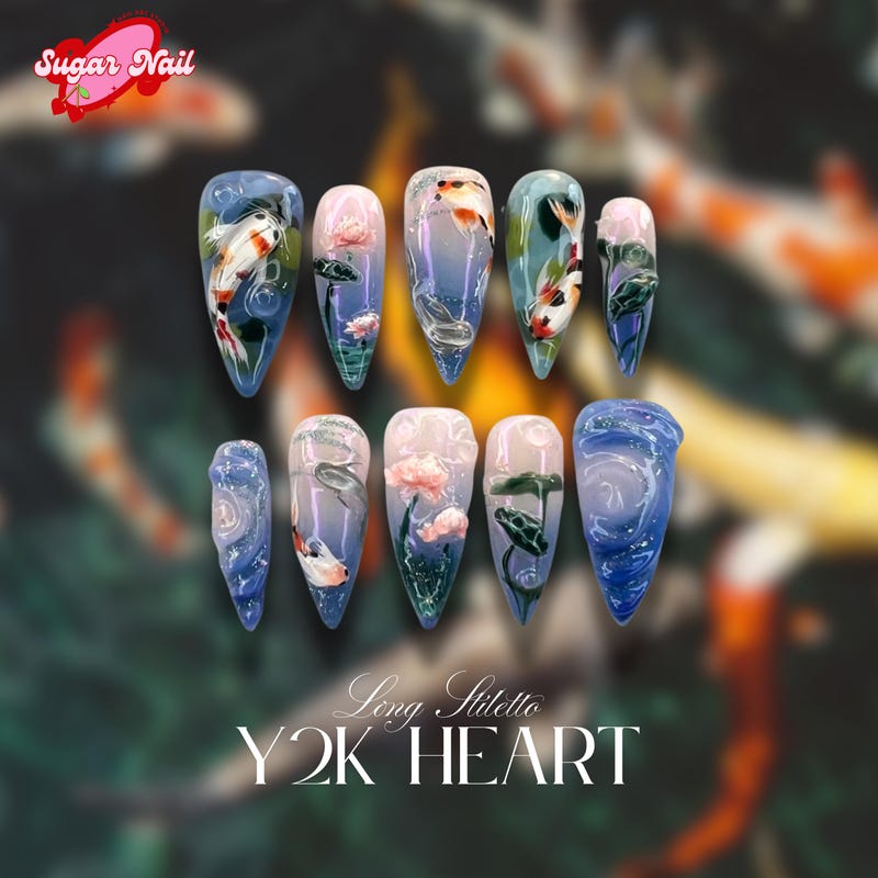 Koi Fish Design Nails - Etsy