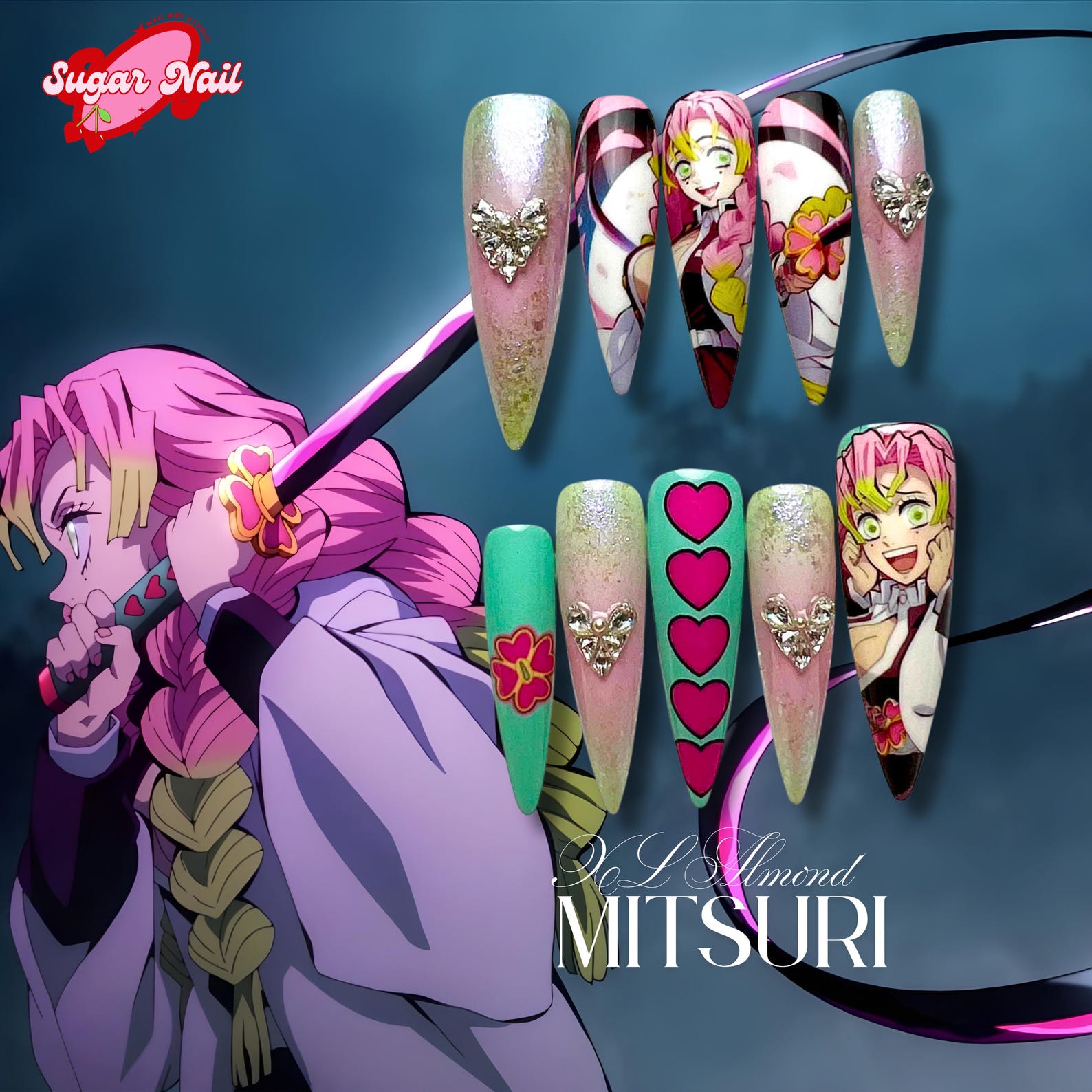 Mit.suri Kan.rojin False Nails | De.mon Slay.er Love Hashira Inspired ...