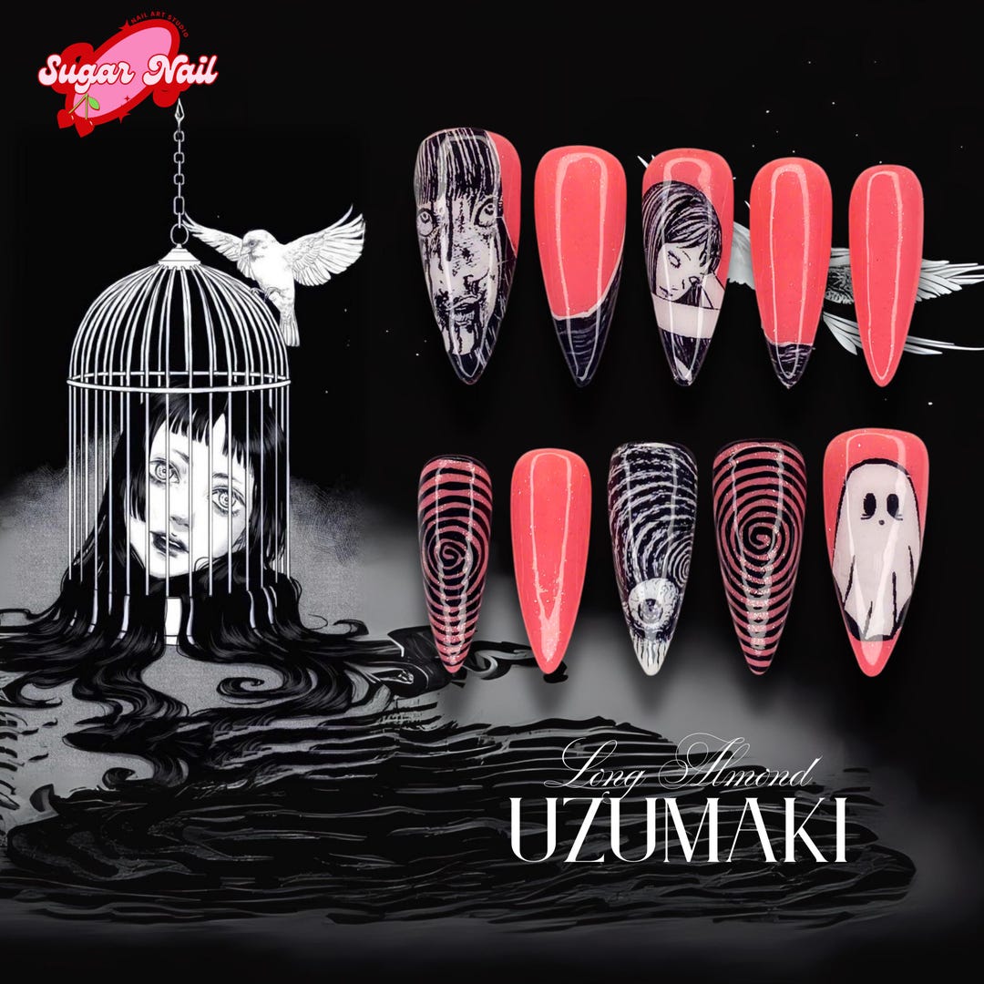 Uzu.maki Nails, Halloween Ghost Horror Anime Nails, Pinky Obsessive ...