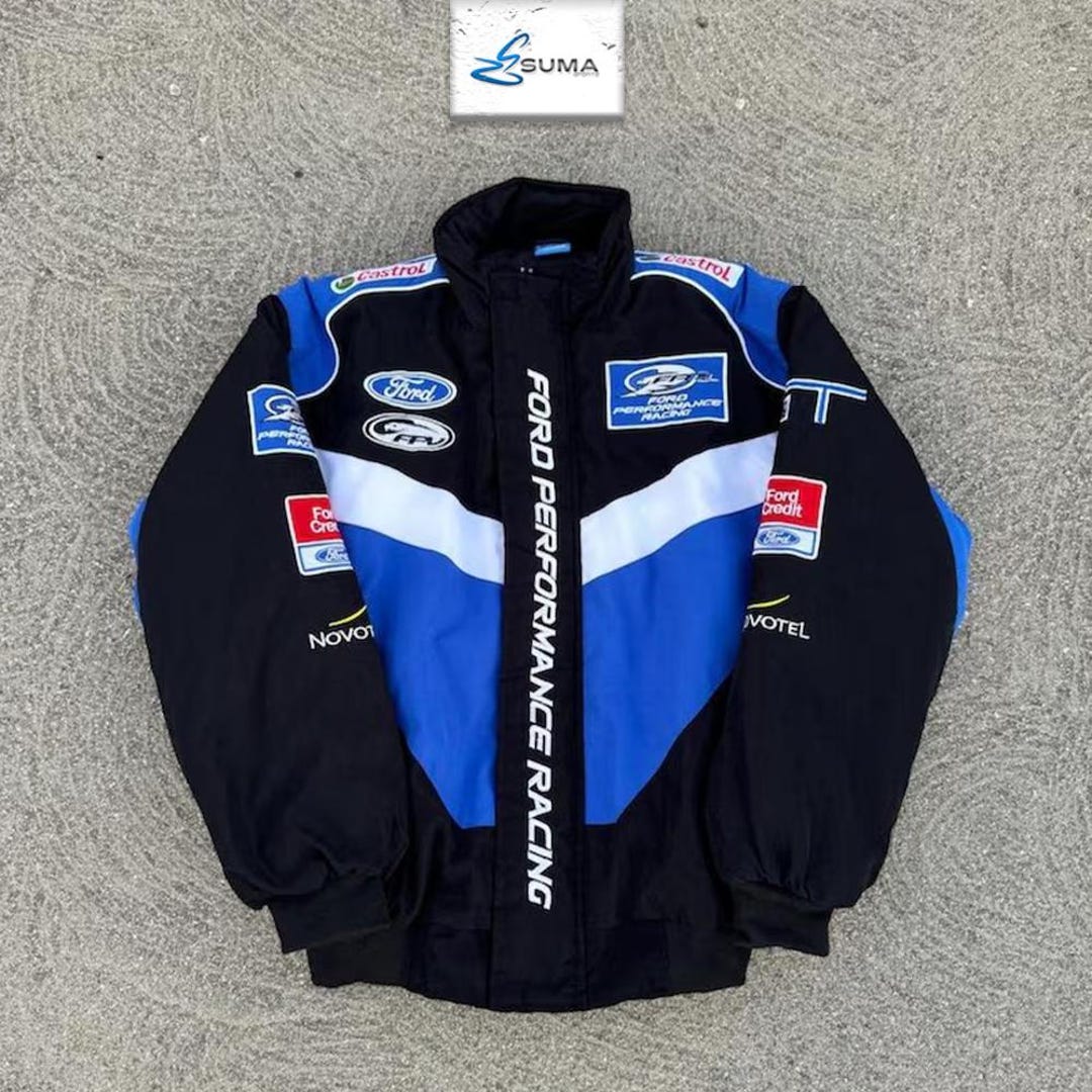 Vintage Navy/blue Ford Performance Racing/bomber Jacket, Retro Formula ...