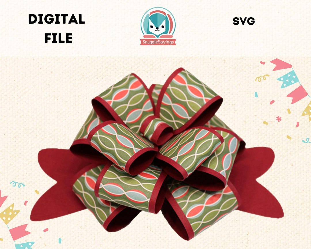 Layered Gift Bow SVG 3D Paper Bow Template Cricut Silhouette Present ...