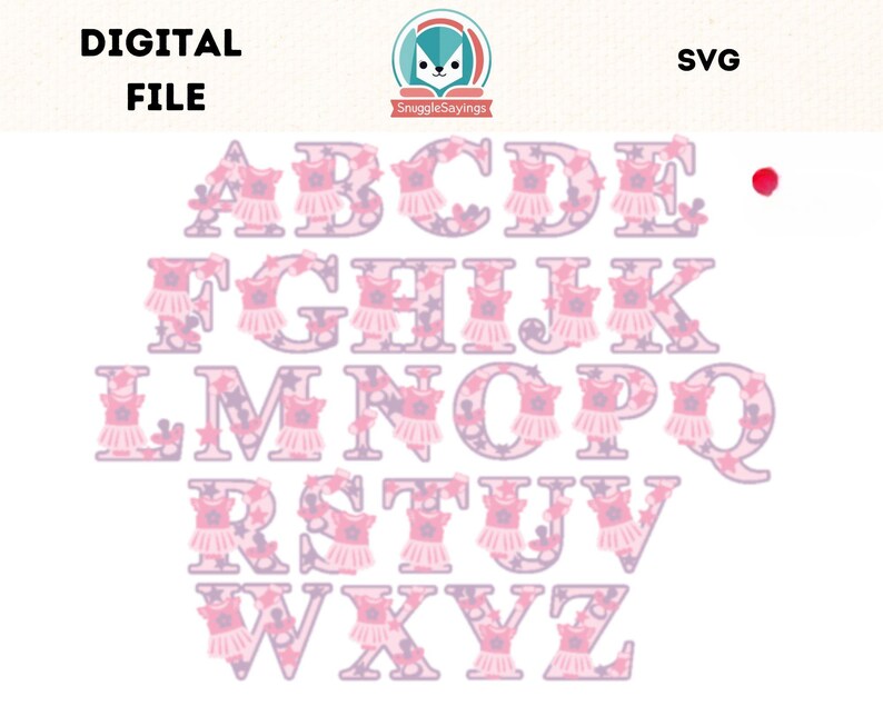 Alphabet SVG 3D Baby Girl Letters Cute Pink Nursery Name Cake Topper ...