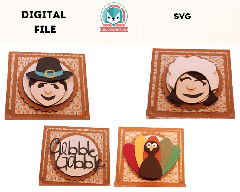 Thanksgiving Explosion Box SVG Paper Cut Kit 3D Pilgrim Turkey Gift Box ...