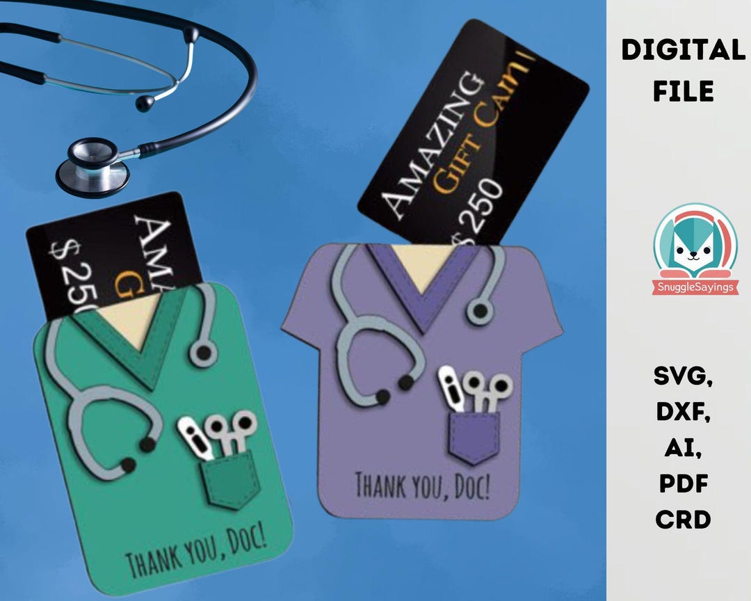 3D Doctor Nurse Gift Card Holder SVG | Medical Staff Appreciation ...