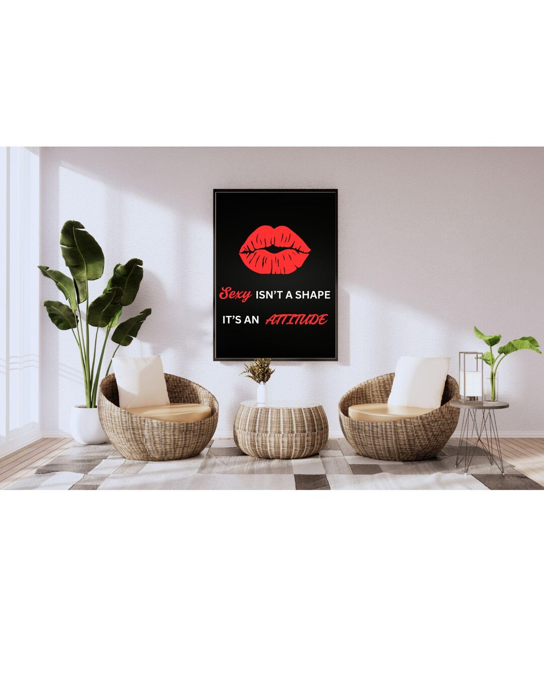 Sexy Isn’t a Shape It’s an Attitude Wall Art – Red Lips Printable Quote ...