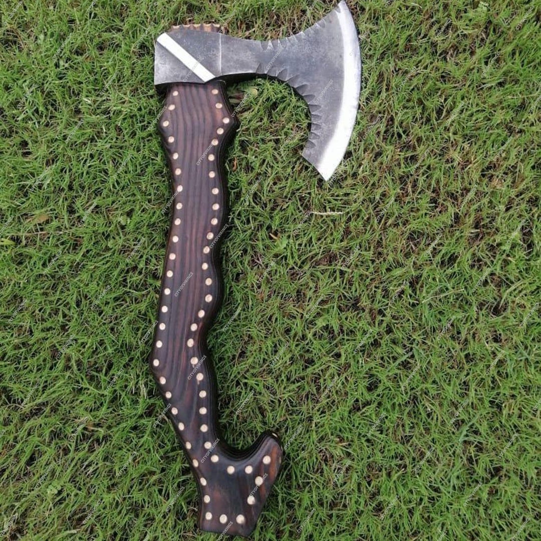 Handmade Viking Axe | Custom Hatchet With Studded Wooden Handle ...