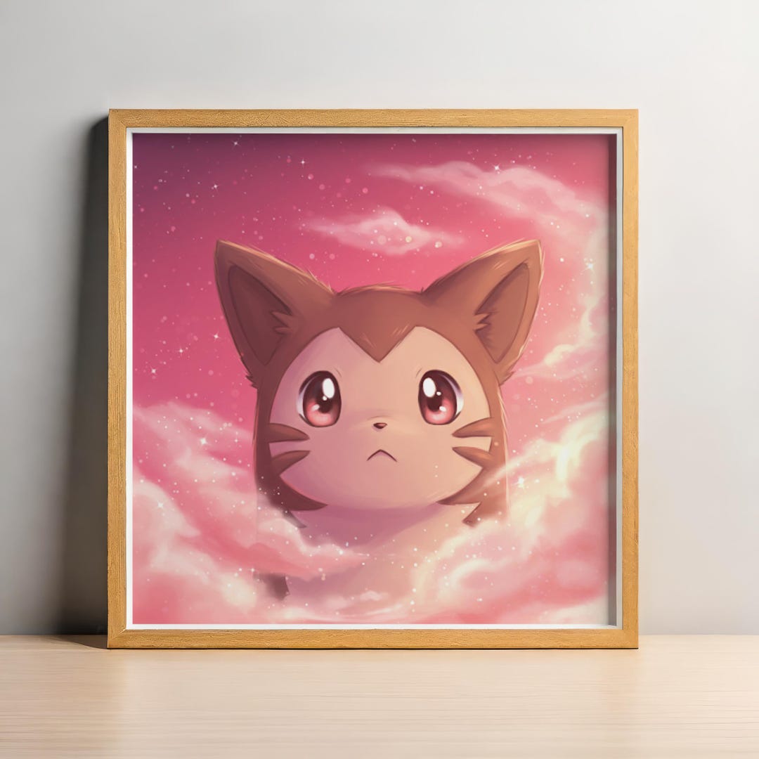Digital Download Poster | Print at Home Dreamy Furret Pokémon in Pink ...