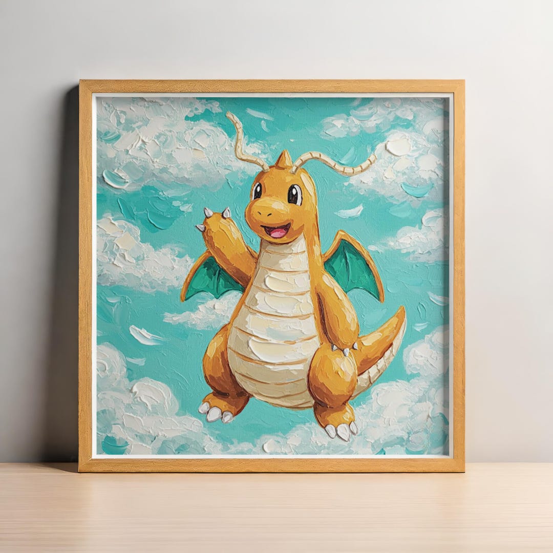 Digital Download Poster | Print at Home Happy Dragonite Flying in ...