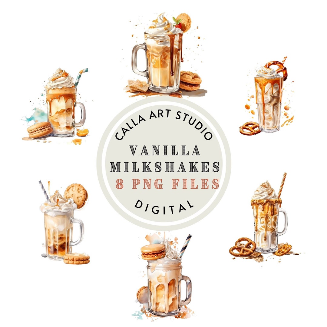 Milkshake Clipart Watercolor Ice Cream Decor Birthday Clipart Dessert ...