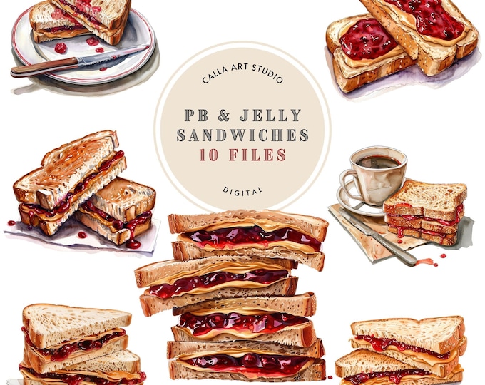 Peanut Butter & Jelly Clip Art, Sweet Treat Chocolate and Banana, Kids ...