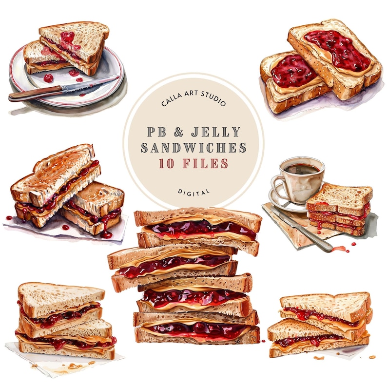Peanut Butter and Jelly Clipart PNG, Watercolor Clipart, Food Clip Art ...