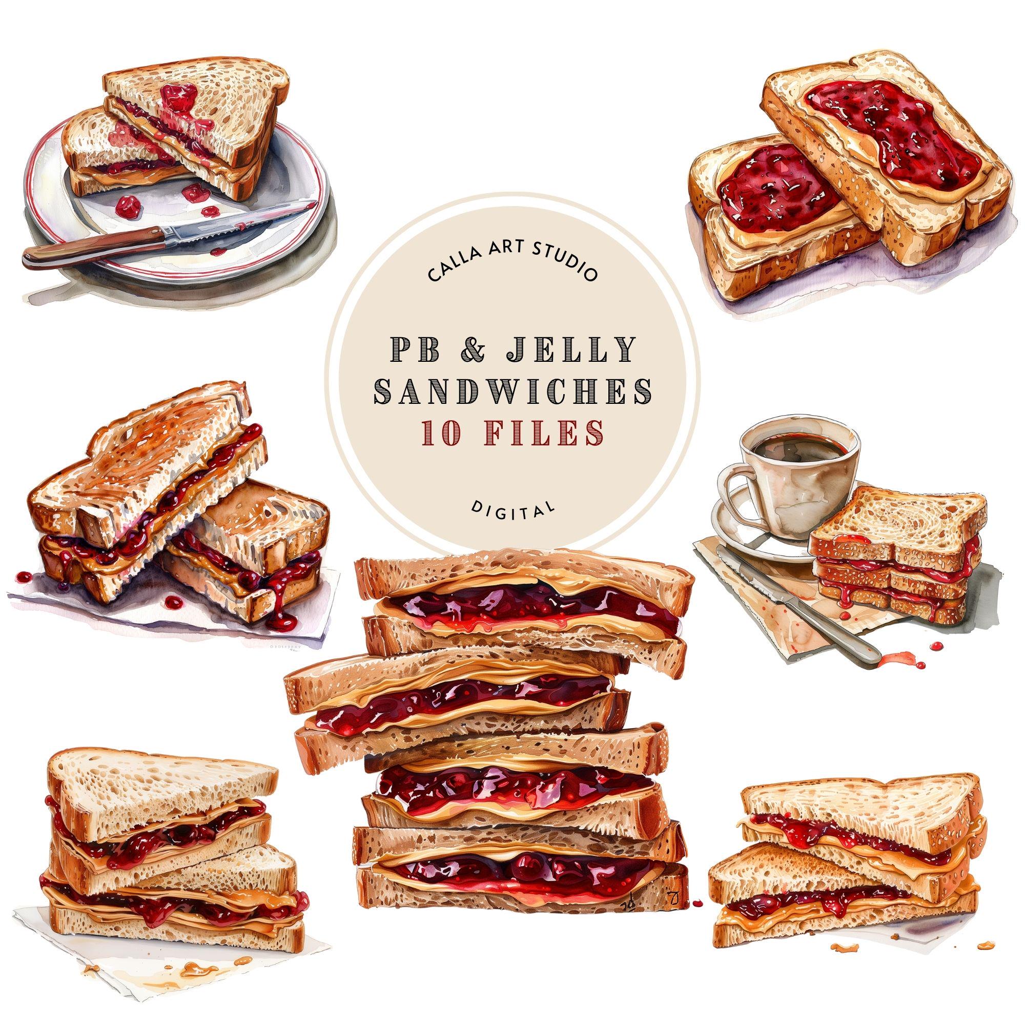 Peanut Butter and Jelly Clipart PNG, Watercolor Clipart, Food Clip Art ...