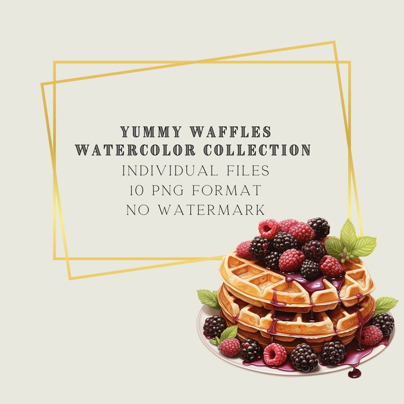 Waffles Clipart Bundle, Watercolor Food Clip Art, Sweet Bakery Images ...