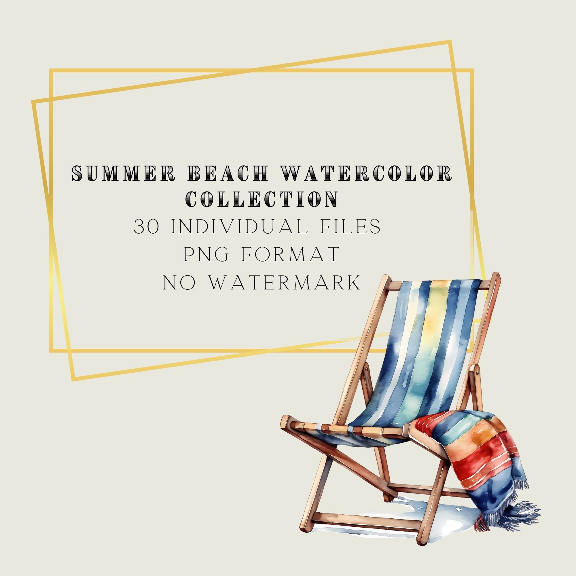 Summer Beach Clipart Bundle PNG Ocean Clipart Watercolor Summer Holiday ...