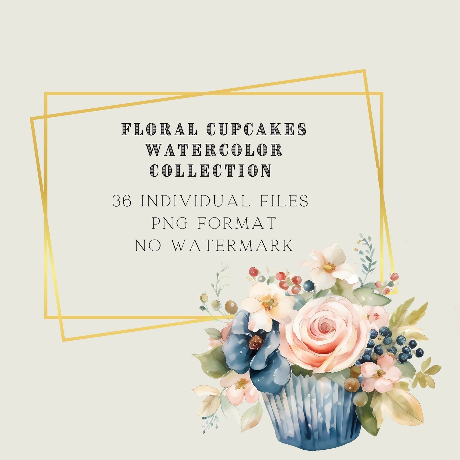 Watercolor Cupcake Clipart Bundle Food Illustration Dessert Clipart ...
