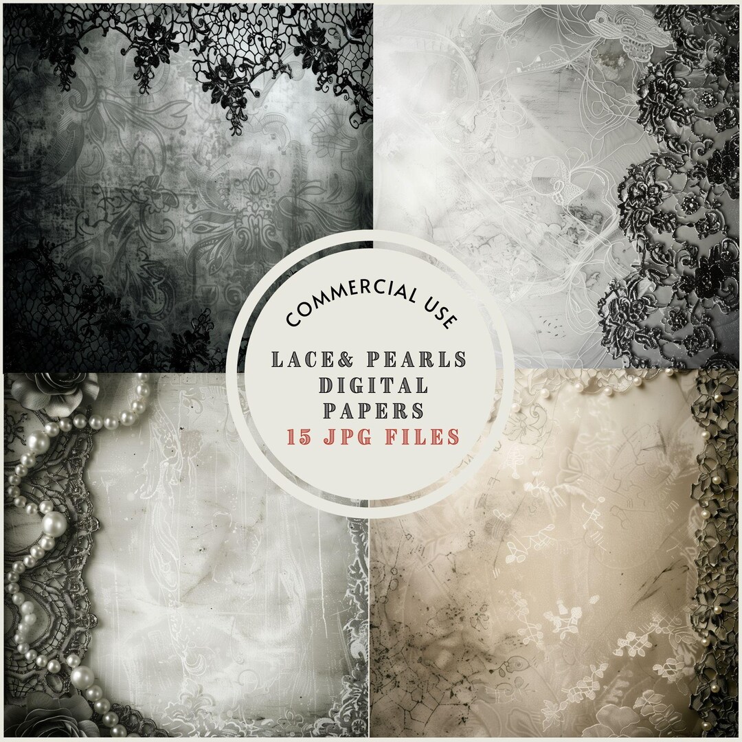 Vintage Lace and Pearls Digital Paper, Collage Sheets, Victorian ...