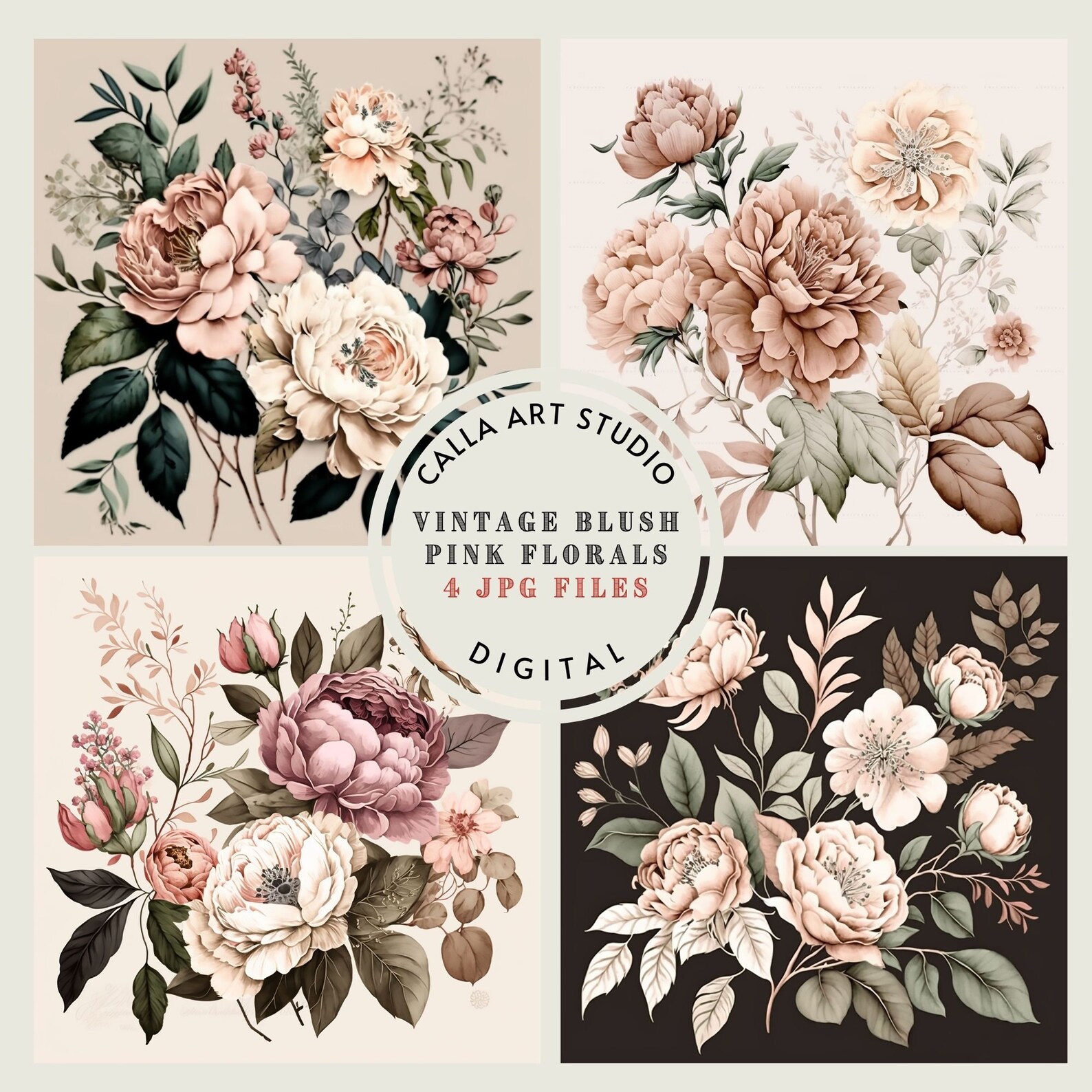 Watercolor Flowers Digital Paper Vintage Flower Background Floral ...