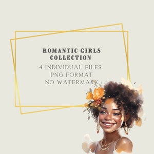 Girls Clipart Bundle, Girl Transparent PNG, Romantic Clipart, Black ...