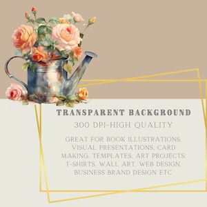Watercolor Watering Can Clipart Bundle Vintage Watering Can PNG Gift ...