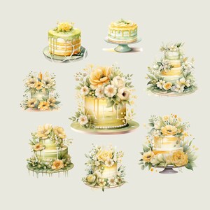 Watercolor Cake Clipart Bundle, Wedding Cake PNG, Transparent PNG, Food ...