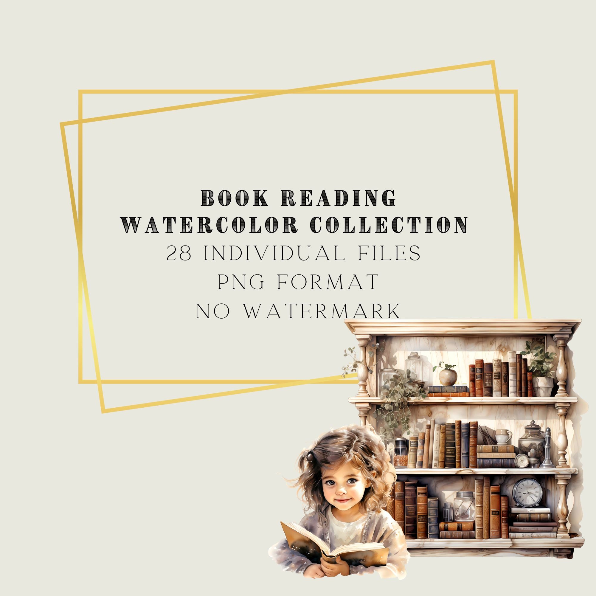 Book Reading Watercolor Clipart Bundle Bookworm PNG Book - Etsy