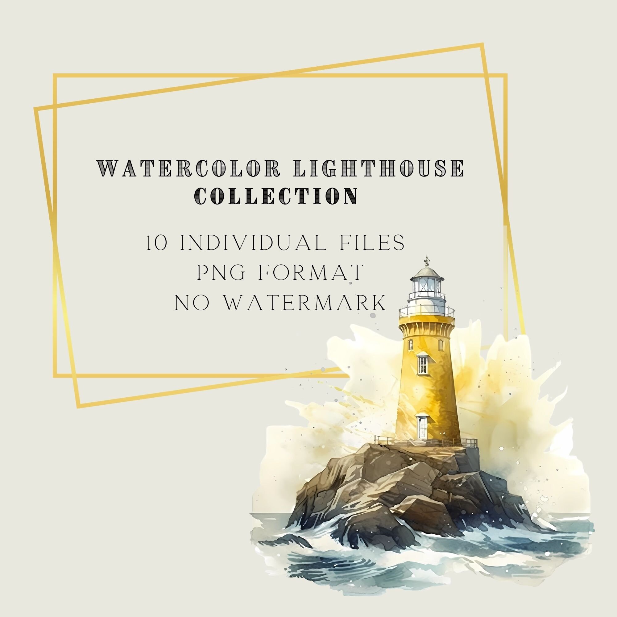 Lighthouse Clipart Bundle Ocean Watercolor Landscape Clipart Sea ...